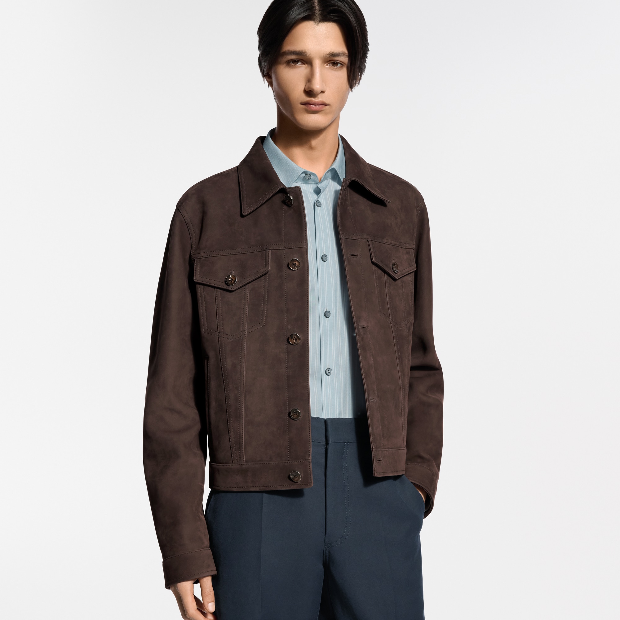 Cazadora trucker de piel nobuk - High-End Ready-to-Wear | LOUIS VUITTON